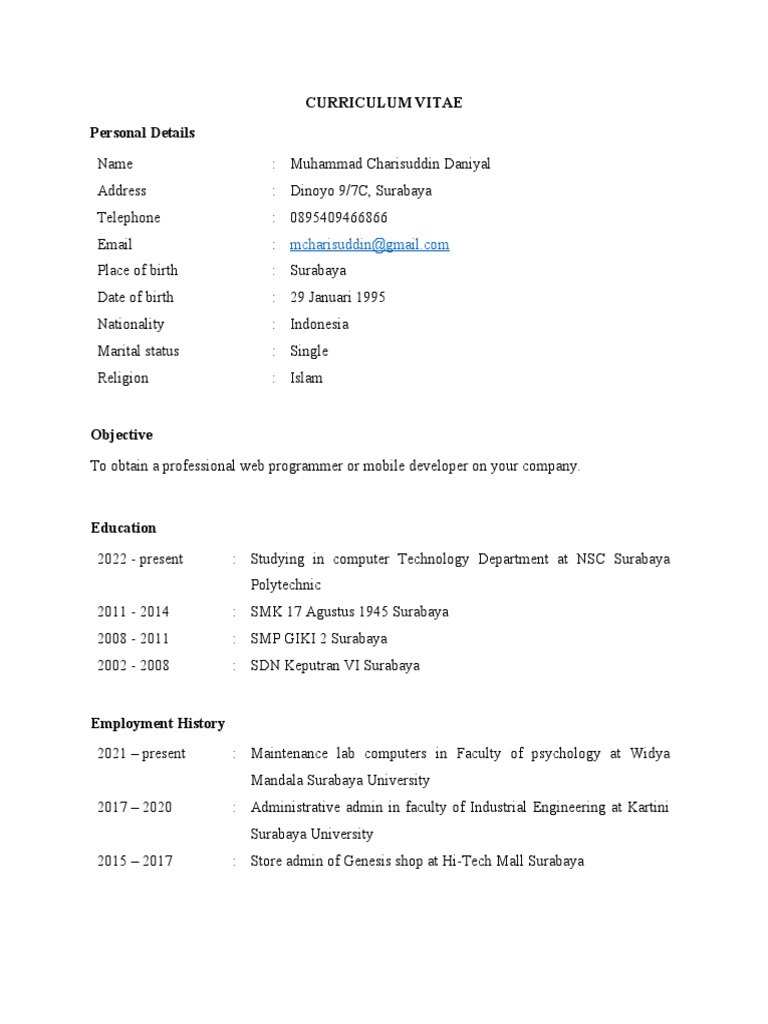 Curriculum Vitae - Muhammad Charisuddin | PDF | Art