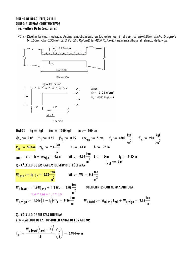 Ejercicio Por Torsión PDF Ing. Arango, Concreto Armado II, 2021-II | PDF | Física Aplicada e ...