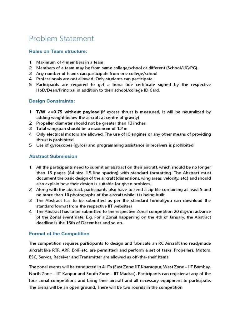 Problem Statement | PDF | Payload | Aircraft