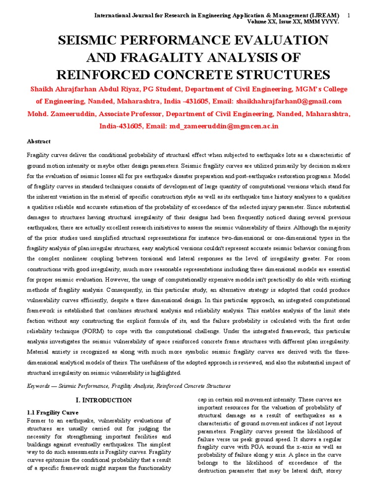 IJREAM Submission 17.05.2022 | PDF | Earthquake Engineering | Reliability Engineering