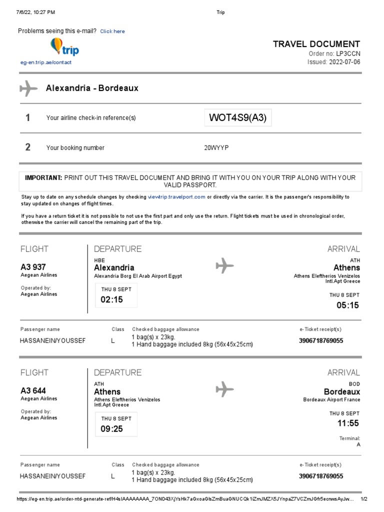 Trip | PDF | Airlines | Aviation