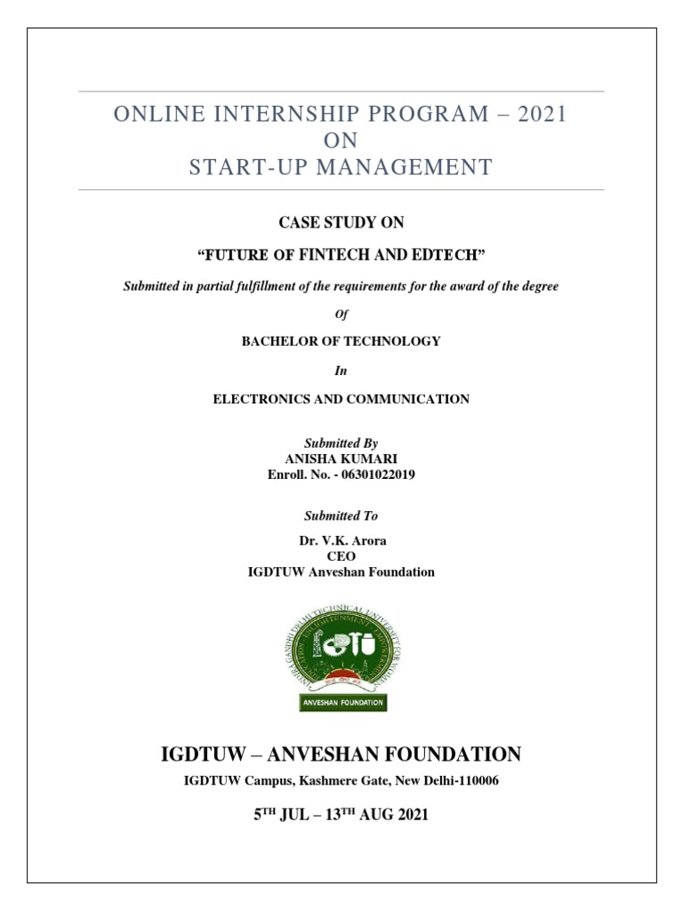 Anisha Kumari Startup Management Project Report - Anisha Kumari | PDF ... Anisha Kumari Startup Management Project Report - Anisha Kumari | PDF ...