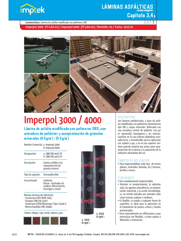 Ficha Técnica Imperpol | PDF | Química | Materiales