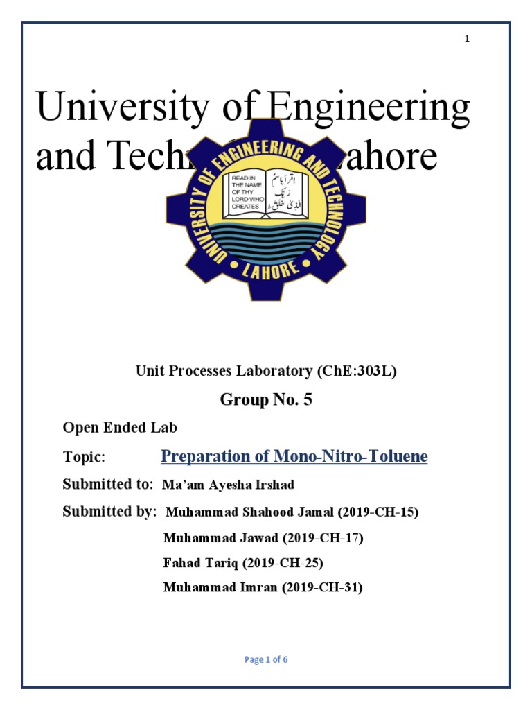 Mono-Nitro-Toluene Lab Guide | PDF | Nitric Acid | Sulfuric Acid