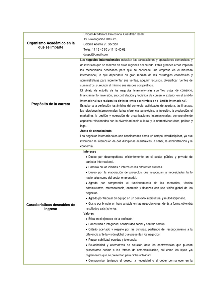 Licenciatura en Negocios Internacionales | PDF | Negocios Internacionales | Logística