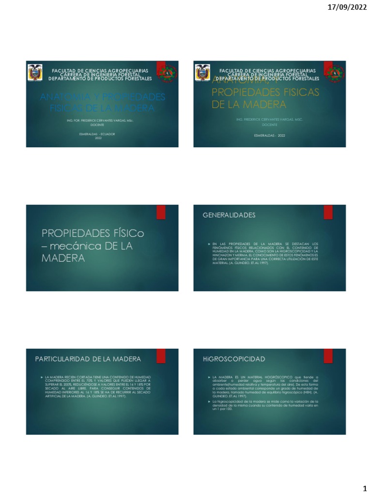Propiedades Fisicas de La Madera para Revisar | PDF | Densidad | Humedad