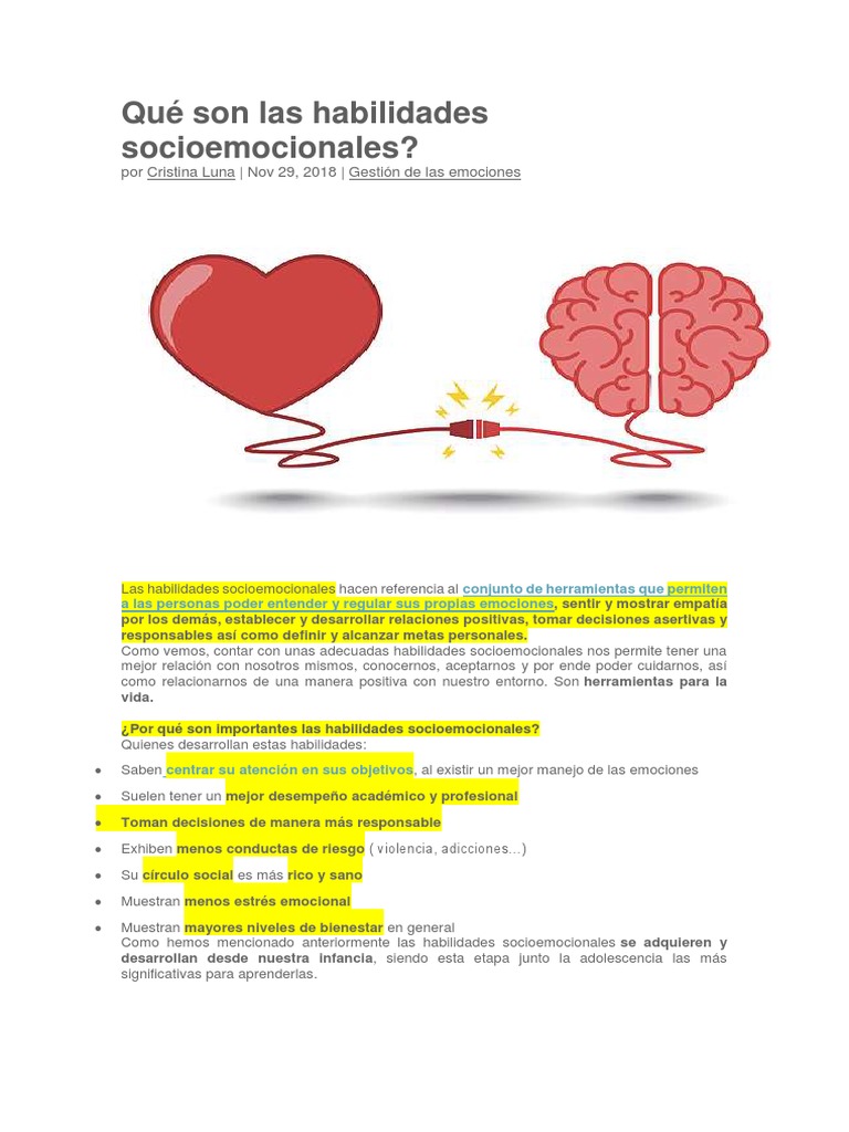 Qué Son Las Habilidades Socioemocionales?: Por Cristina Luna - Nov 29 ...