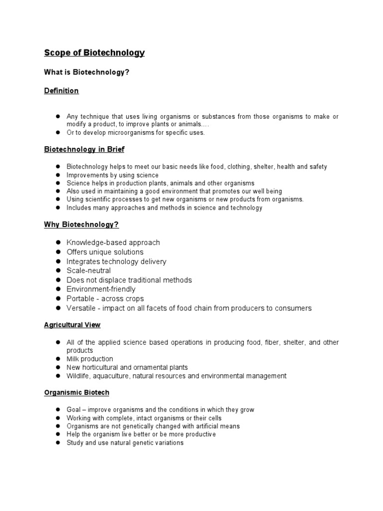 Scope of Biotechnology | PDF | Biotechnology | Genetic Engineering