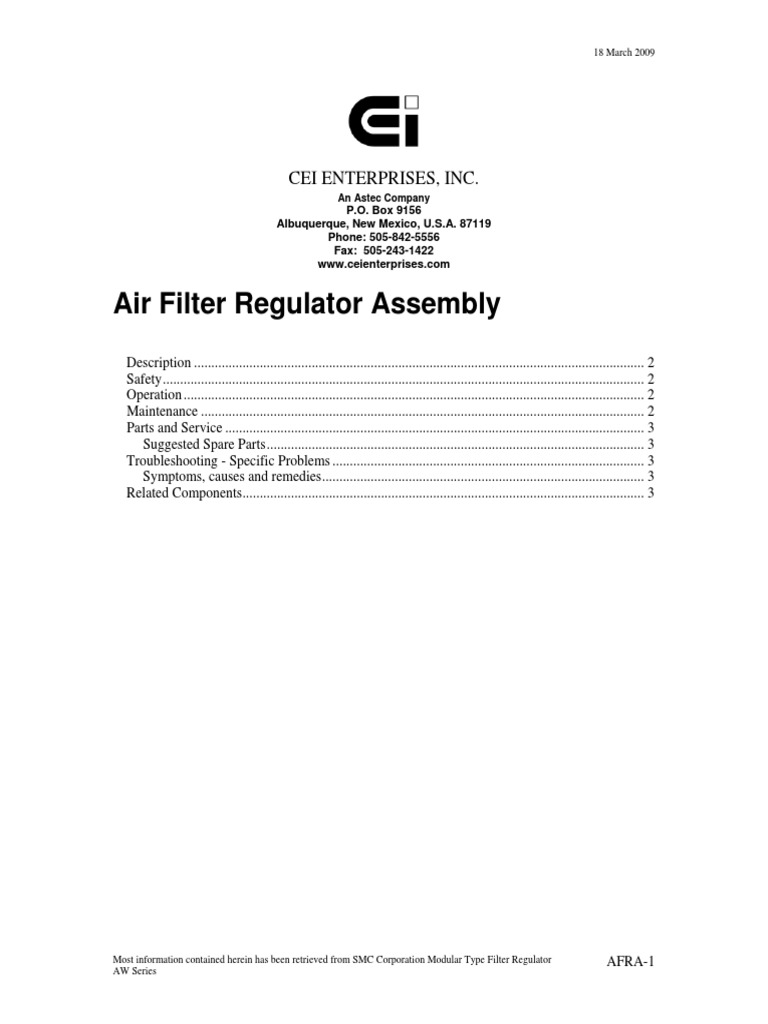 AFRA - Air Filter Regulator Assembly | PDF | Valve | Actuator