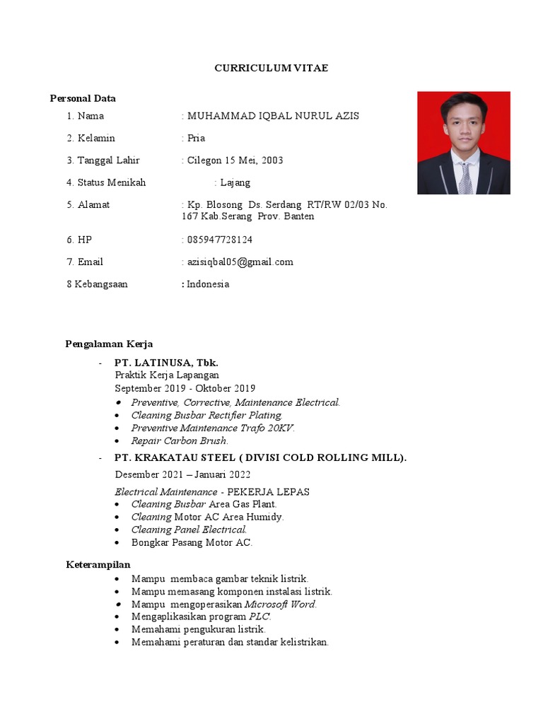 Cv. M. Iqbal Nurul Azis 2022 | PDF