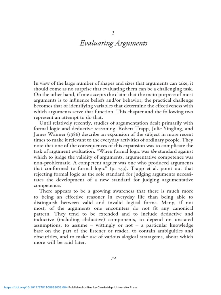 Evaluating Arguments | PDF | Argument | Logic