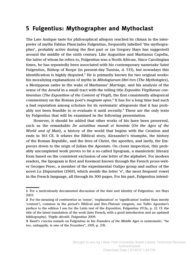 Fulgentius - Culhed | PDF