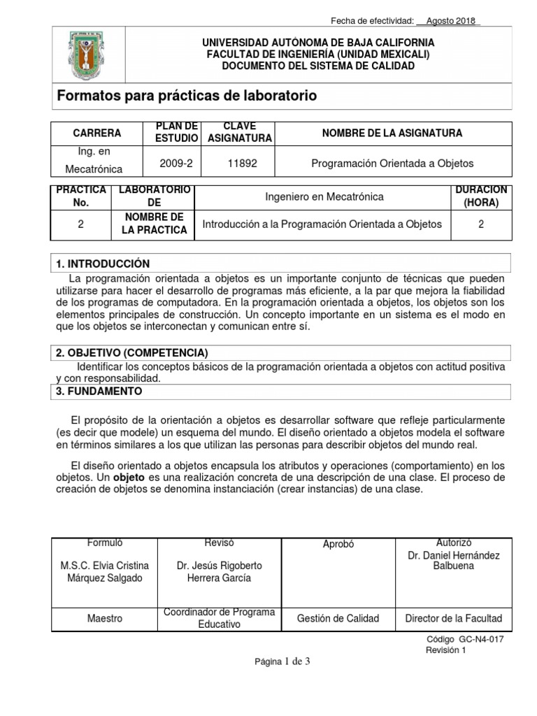 Practica2 Programacion Orientada A Objetos Pdf Objeto Informática Herencia Programación