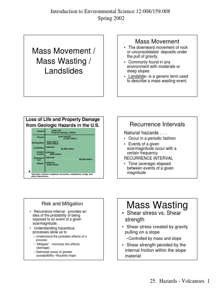 Mass Movement Mass Wasting Landslides Ma | PDF | Landslide | Soil Science