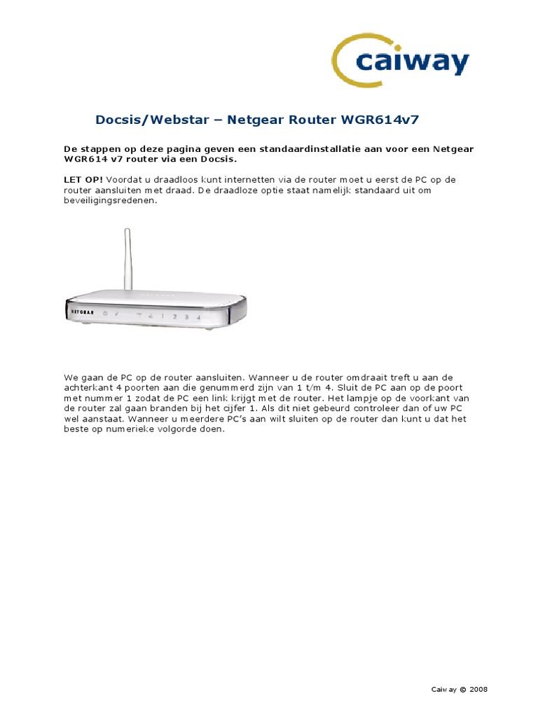 Handleiding Netgear wgr614v7 Router | PDF