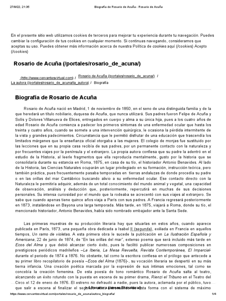 Biografía de Rosario de Acuña - Rosario de Acuña | PDF | Masonería