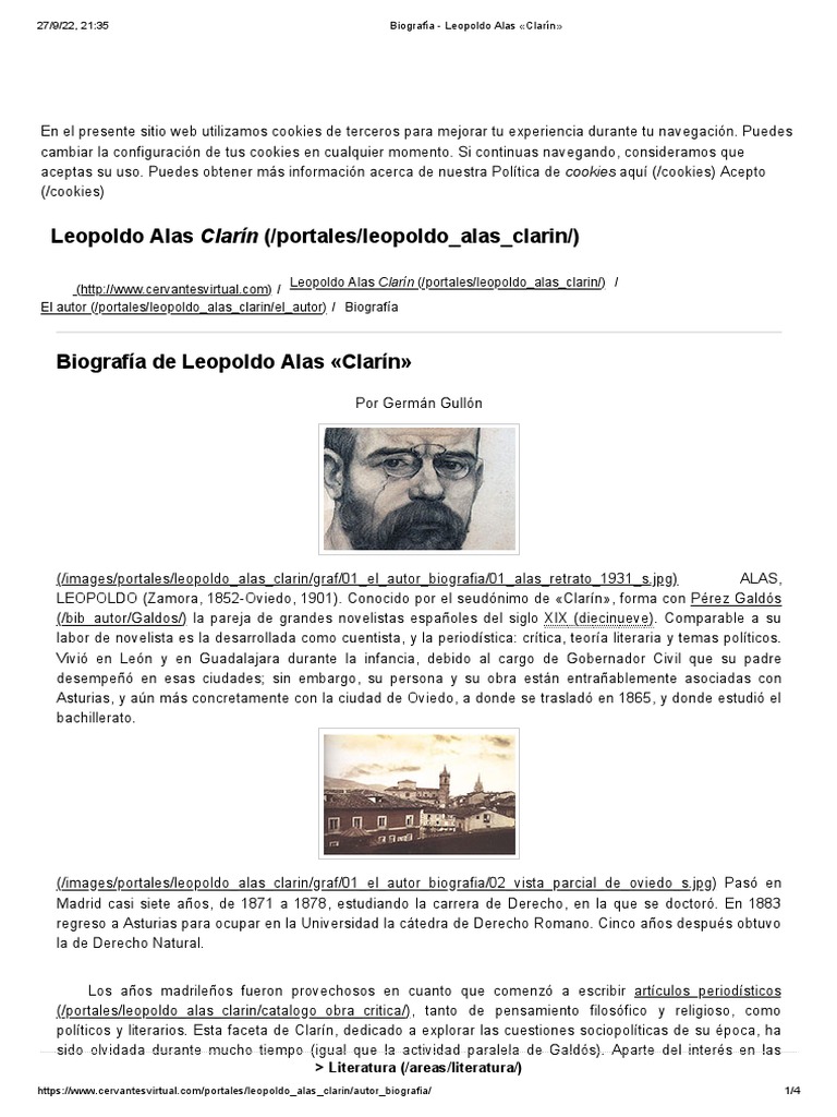 Biografía de Leopoldo Alas Clarín | PDF