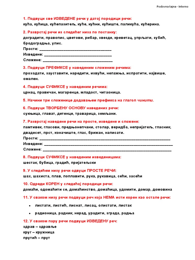 Test - Tvorba Reci | PDF