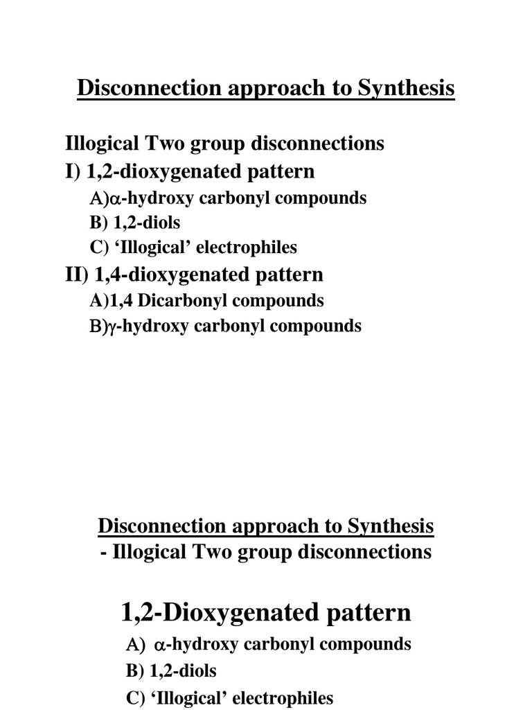 Disconnection Approach To Synthesis: Illogical Two Group Disconnections ...