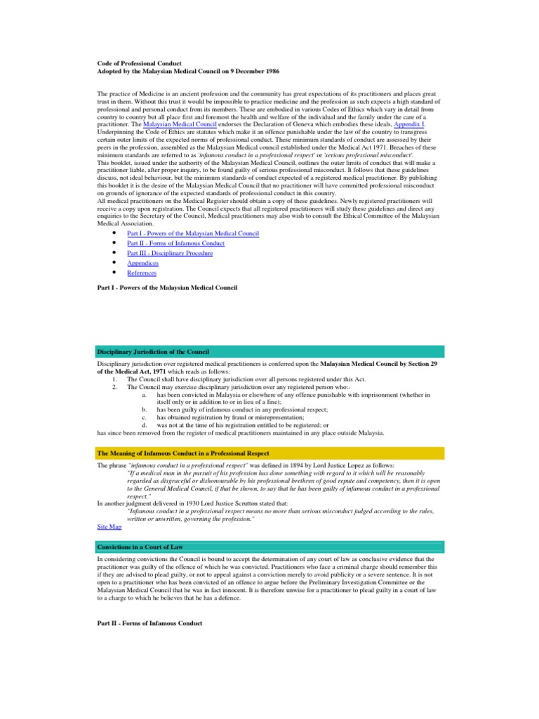 Code of Professional Conduct | Physician | Medicine