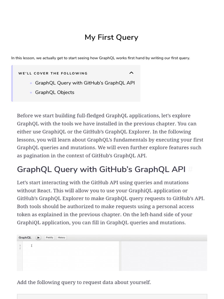 My First Graphql Query Pdf Variable Computer Science Software Development