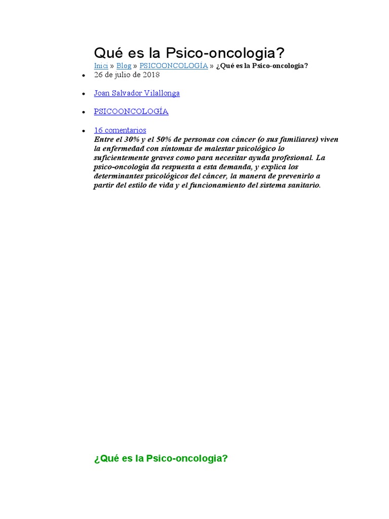 Psicooncologia | PDF | Depresión (estado de ánimo) | Cáncer