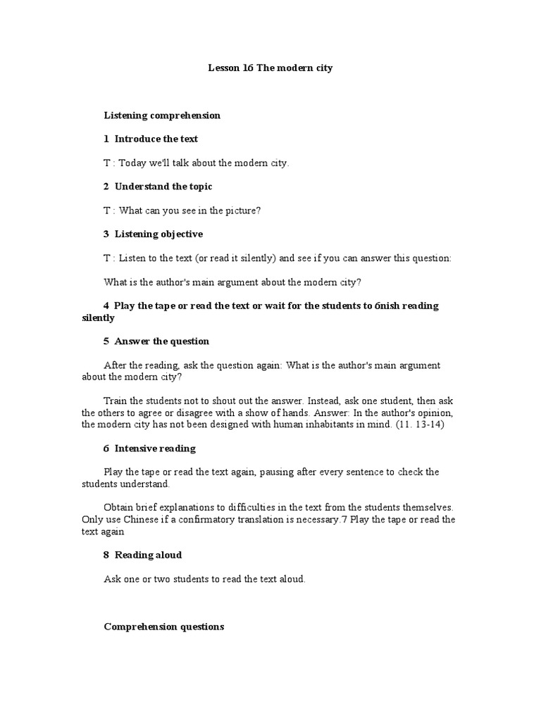 Lesson 20 The Modern City | Download Free PDF | Psychology | Mind
