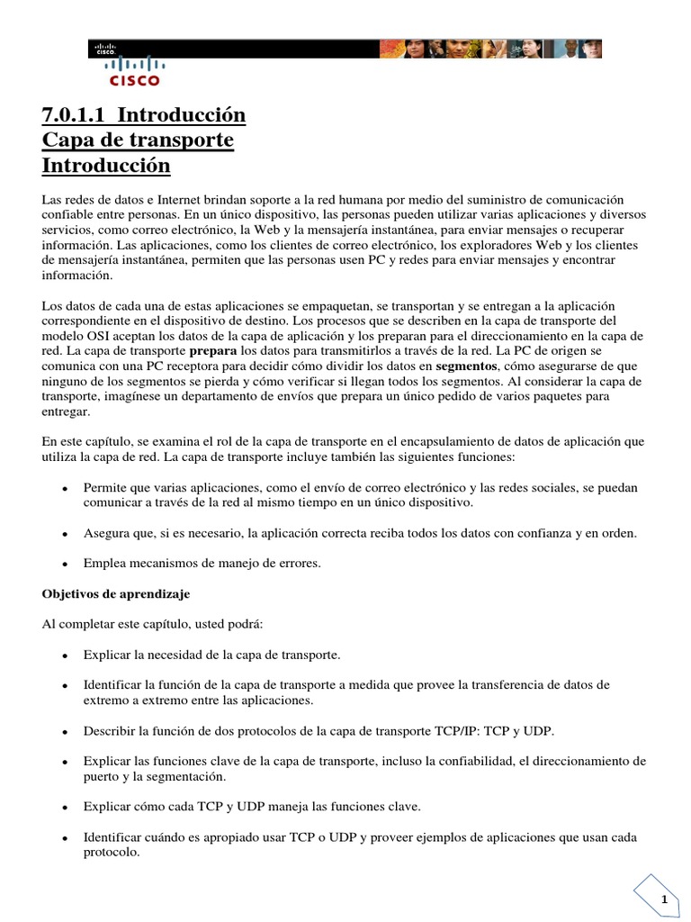 Introducción a la capa de transporte: funciones clave y protocolos TCP y UDP | PDF | Protocolo ...