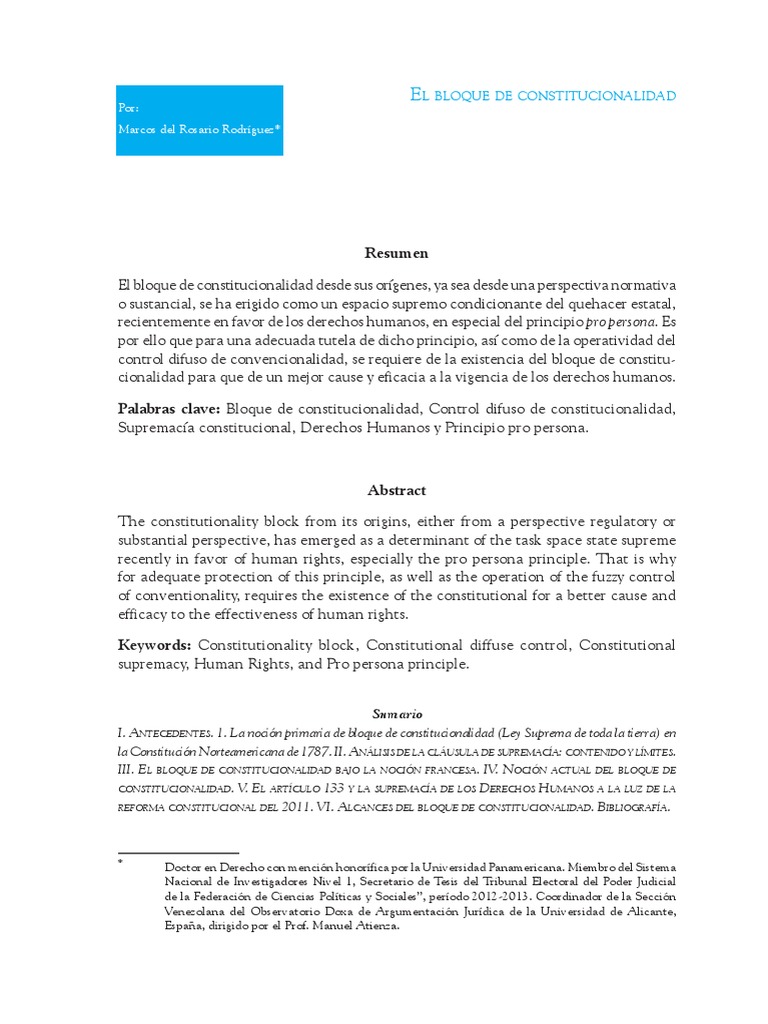 Recurso Complementario Semana 10. El Bloque de Constitucionalidad | PDF | Federación | Juez