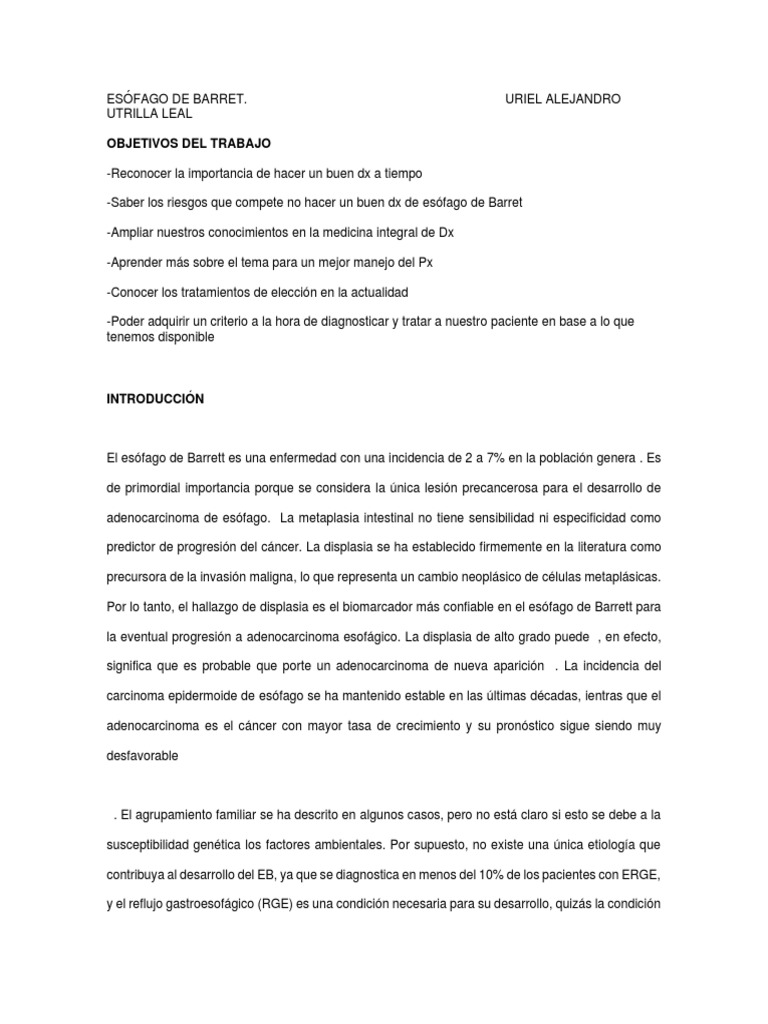 Esófago de Barret | PDF | Cáncer de esófago | La enfermedad por reflujo ...