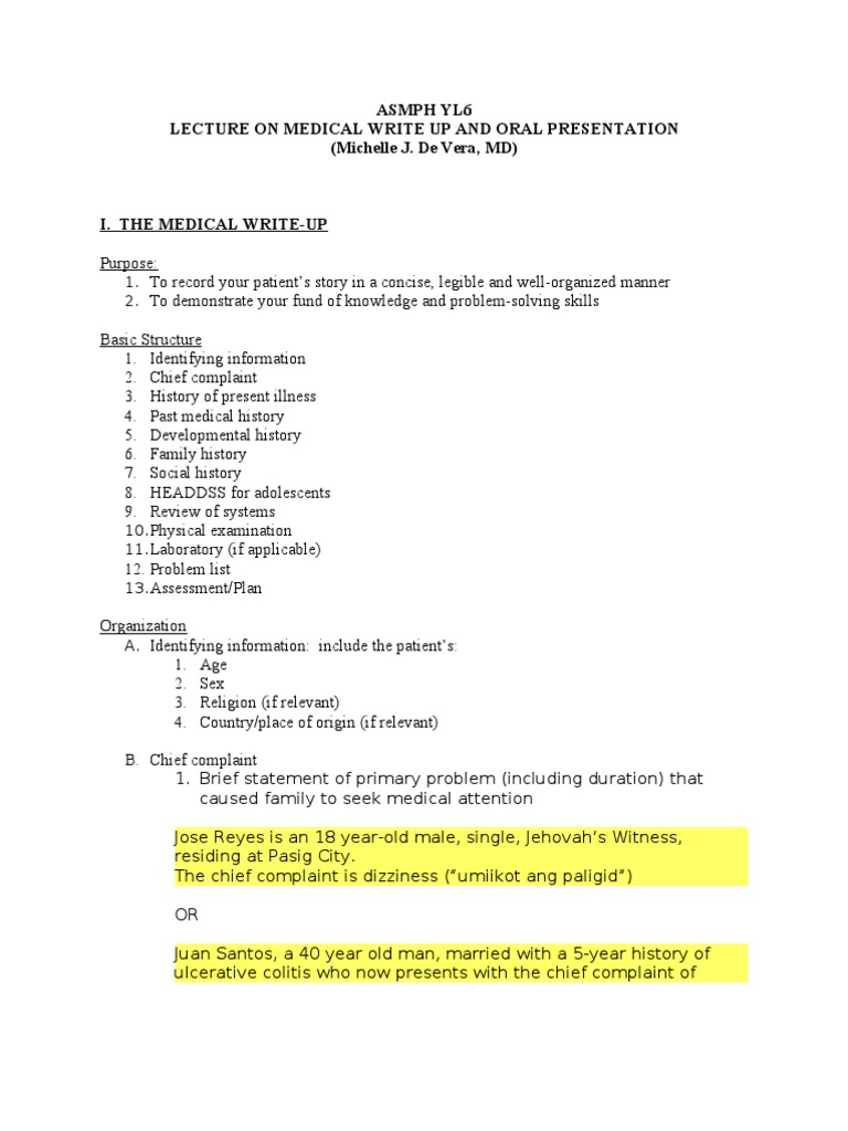 (2011!06!29) CMED The Medical Writeup Handout | PDF | Asthma | Medical ...