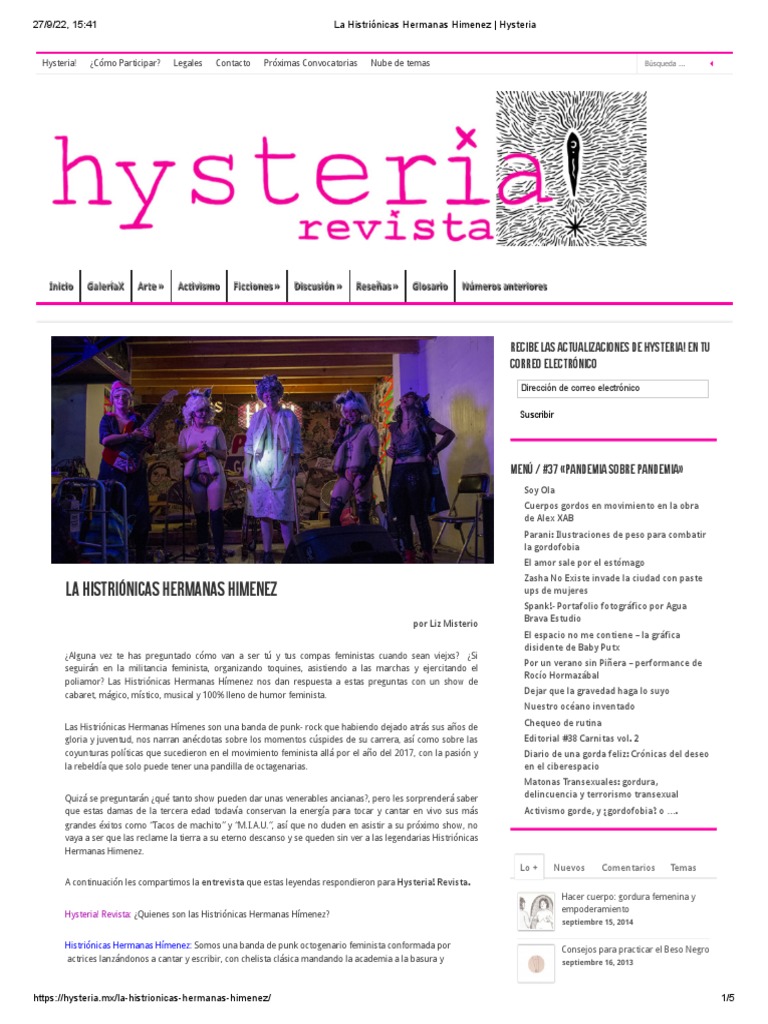 La Histriónicas Hermanas Himenez - Hysteria | PDF
