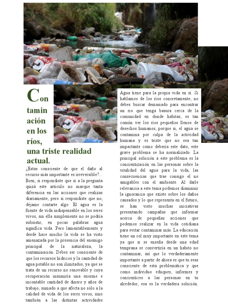 Contaminacion en Los Rios Una Triste Realidad Actual | PDF | Agua | Vida