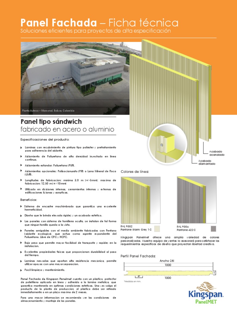 Kingspan Panelmet FT Fachada | PDF | Aislamiento térmico | Materiales