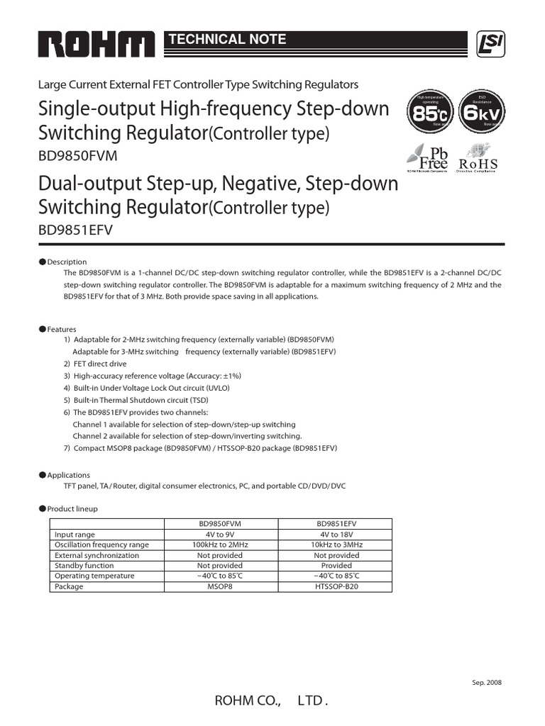 bd9851 Datasheet | PDF | Amplifier | Power Supply