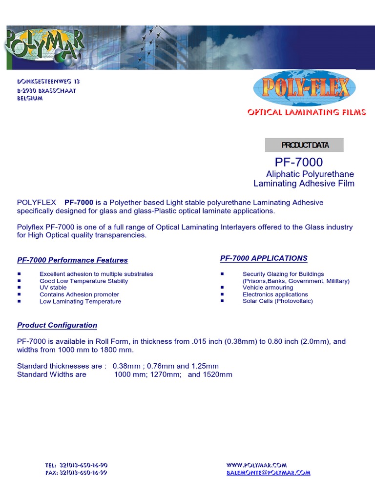 PF7000Aliphatic Polyurethane | PDF | Lamination | Polyurethane