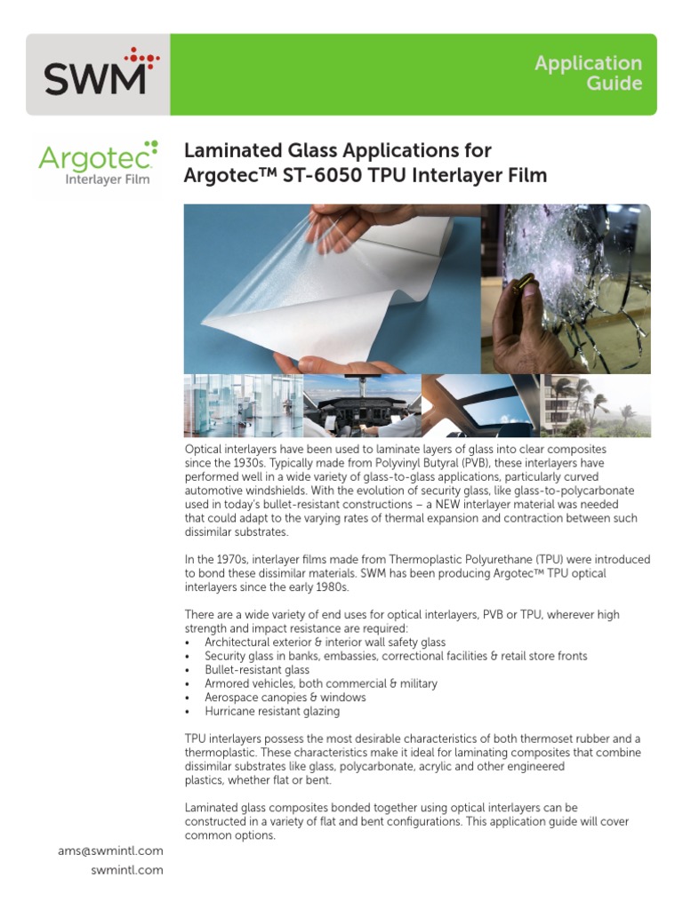 L Brochures Literature Plus Flyers Argotec ST 6050 Tpu Interlayer Film Application Guide 11 2020 ...