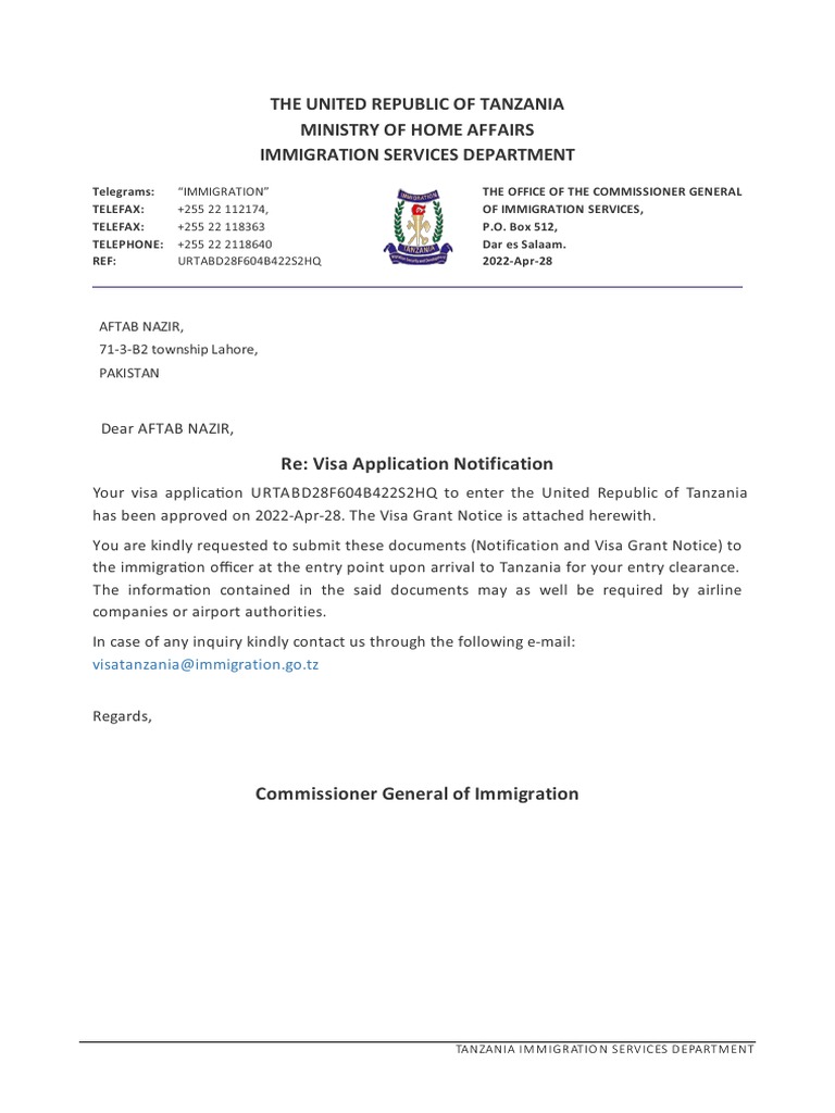 Visa Grant Notice - 22QJ-S04K-KW24 | PDF | Travel Visa | Government And ...