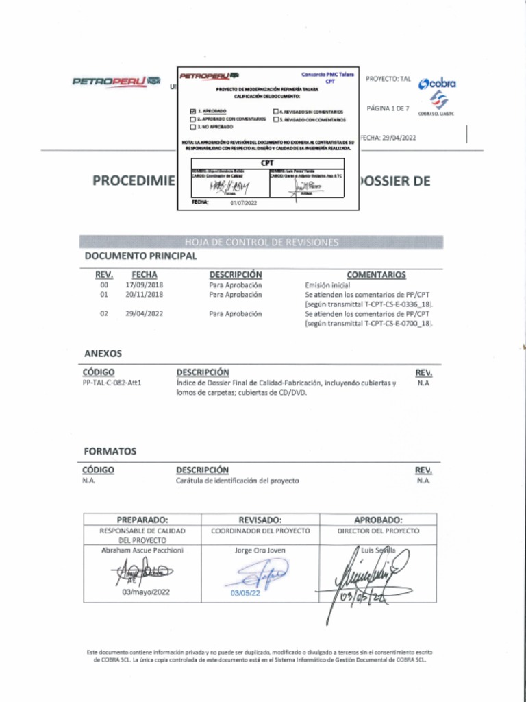 PP-TAL-C-082 02 Elaboración Dossier Procura Revisado | PDF | Gestión de registros | Archivo de ...