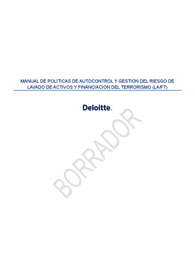 Final Manual SAGRLAFT Deloitte VF | PDF | Business | Lavado de dinero