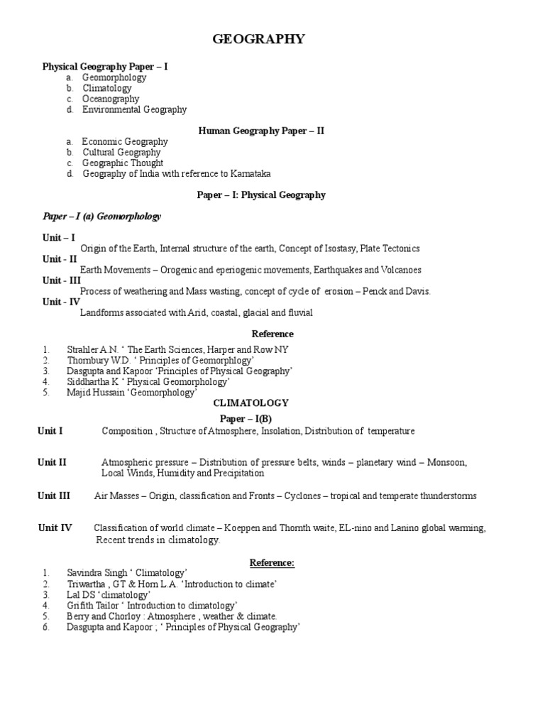 Geography: Paper - I (A) Geomorphology | PDF | Nature | Entertainment ...