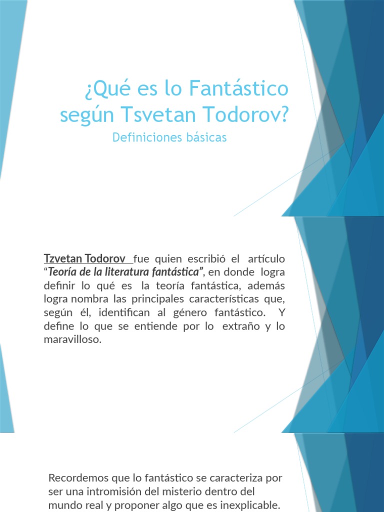 Qué Es Lo Fantástico Según Tsvetan Todorov 2 | PDF | Fantasía