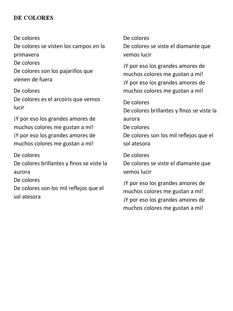 De colores: La canción de la primavera | PDF | Poesía