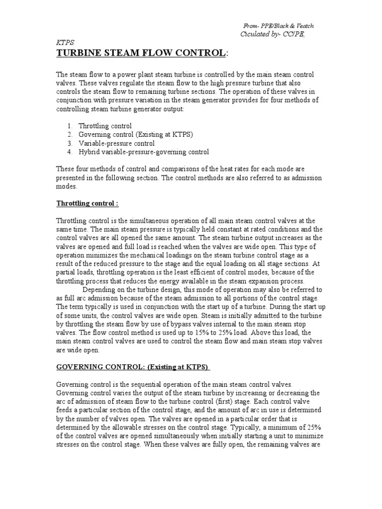 Steam Turbine Flow Control Methods | PDF | Steam | Throttle