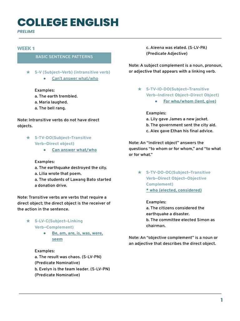 College English 1 | PDF | Verb | Grammatical Tense