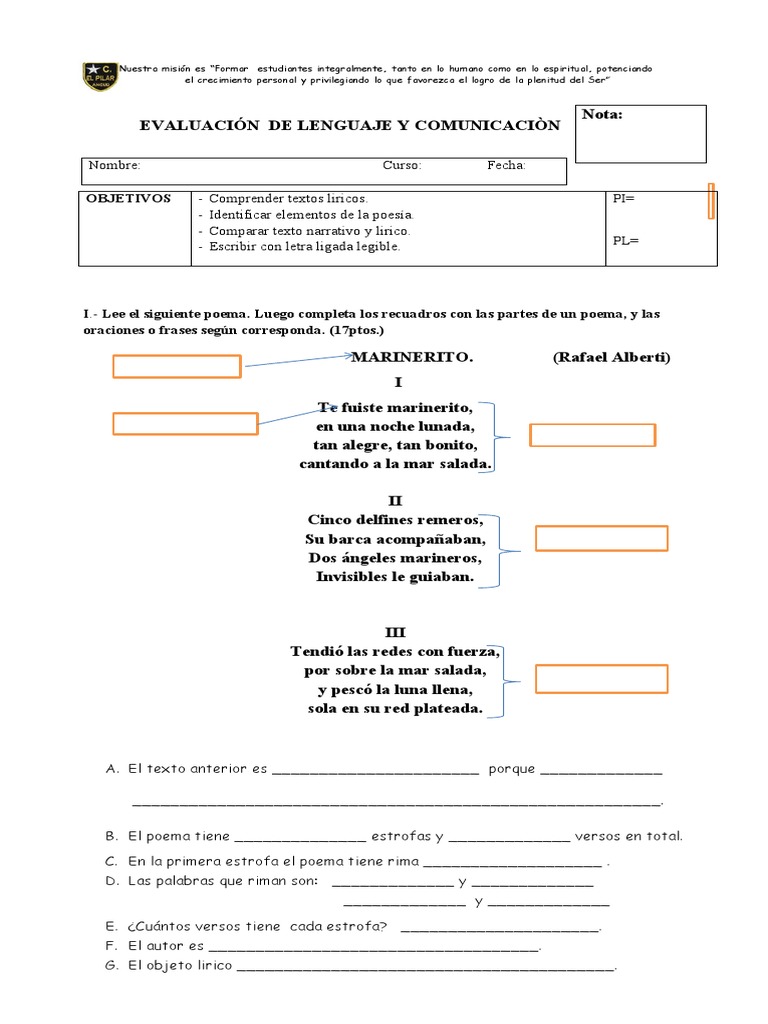 Prueba Poema Tercero | PDF | Poesía