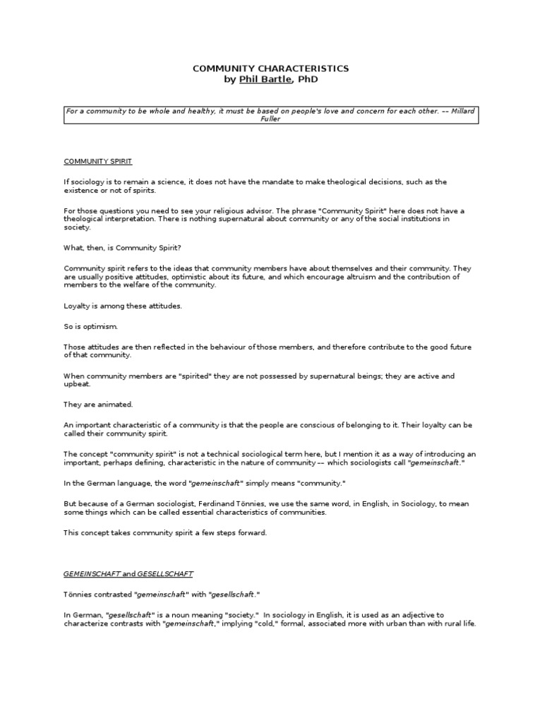 Community Characteristics by Phil Bartle, PHD | PDF | Community ...