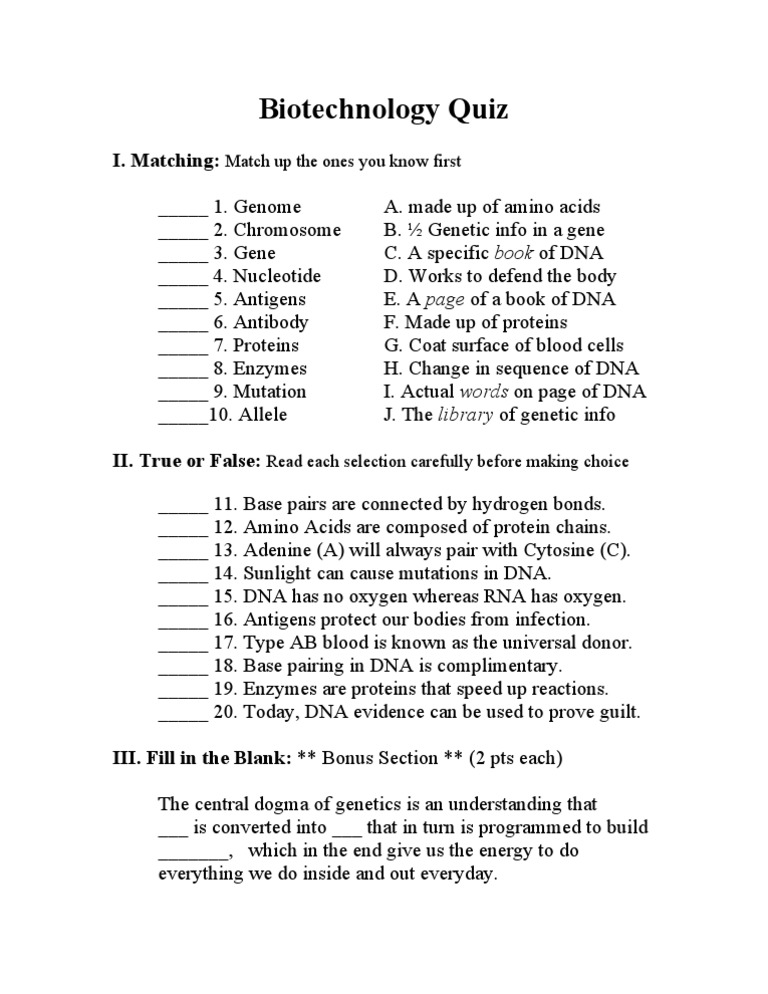 Biotech Quiz | PDF