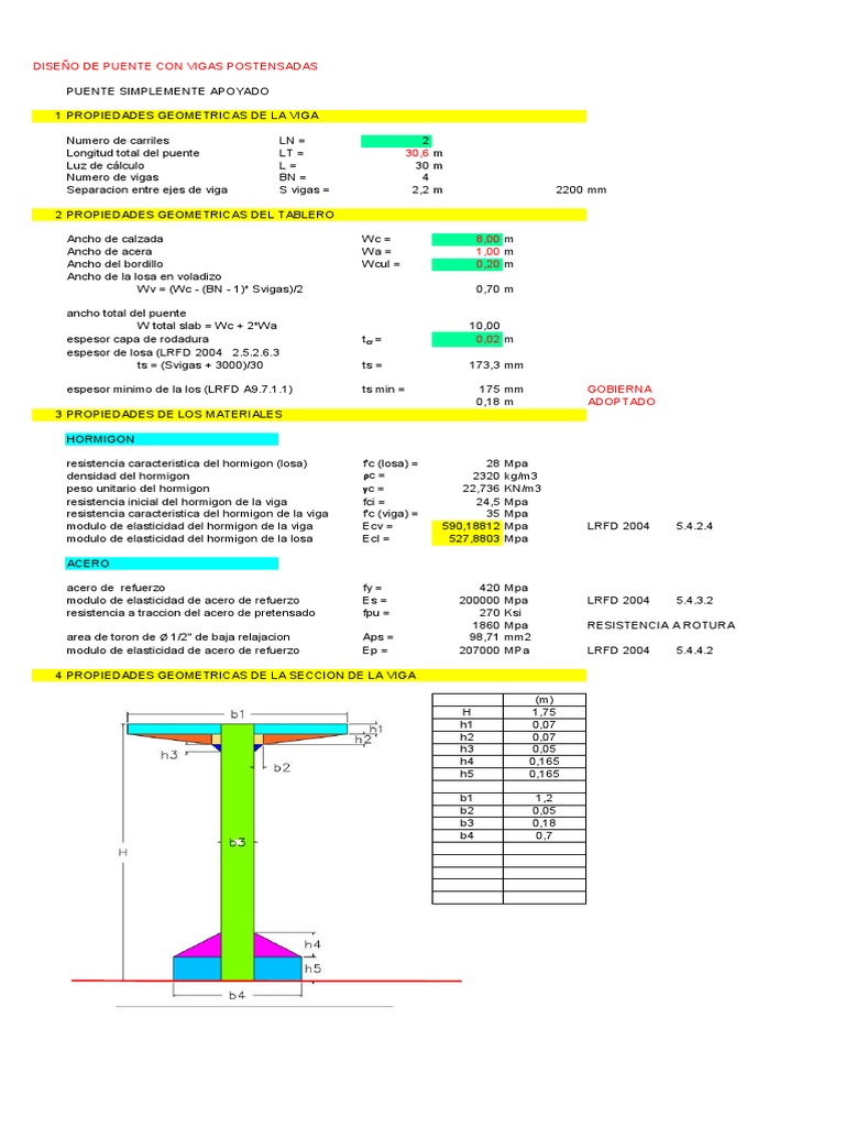 Diseño Vigas Postensadas (28-10-2021) | PDF | Componentes | Mecánica de ...