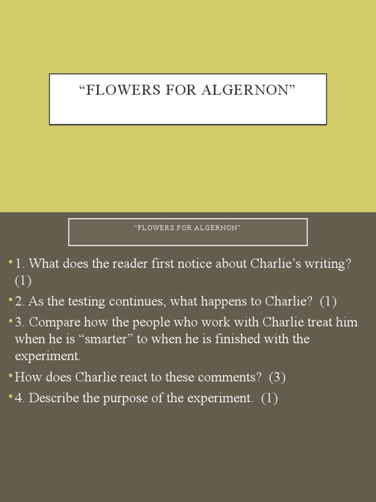 Flowers For Algernon Activity | PDF